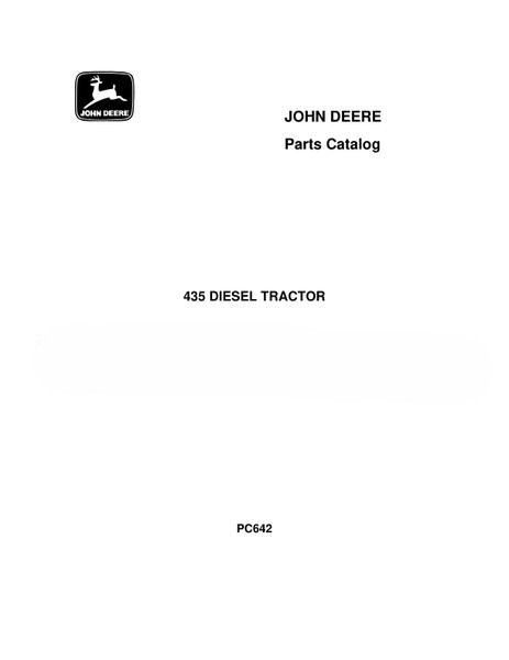 John Deere 435 DIESEL Tractor Parts Catalog Manual