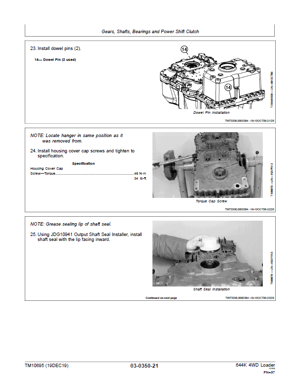 John Deere 644K 4WD Engine S2 & T3 Loader Technical Manual TM10695
